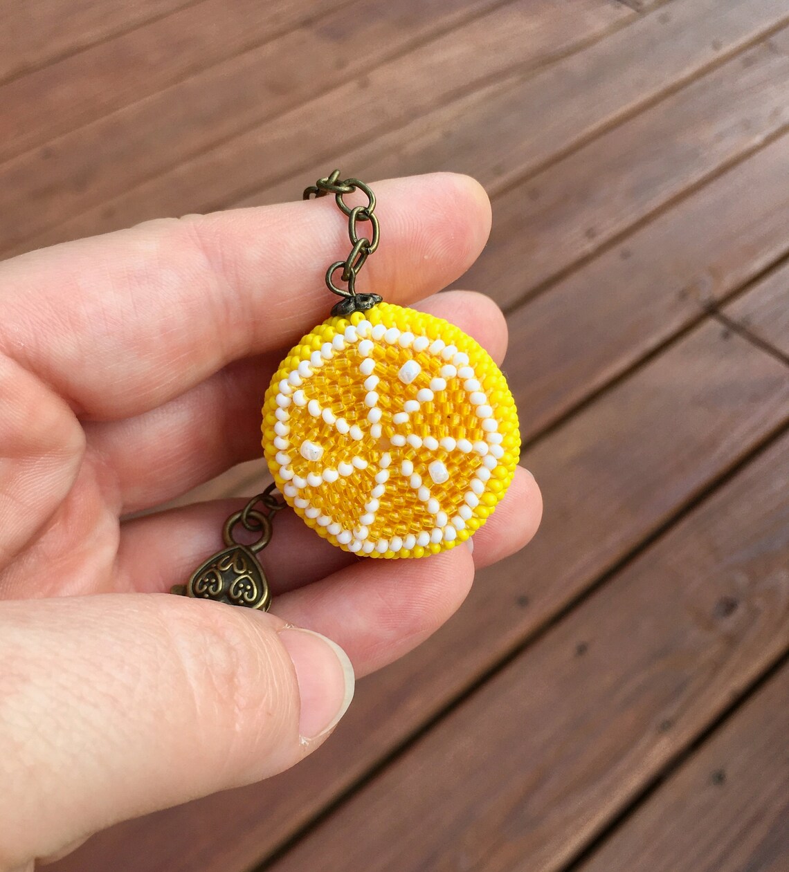 Lemon Keychain, Lemon Handbag Charm, Crochet Beaded Charm, Fruit ...