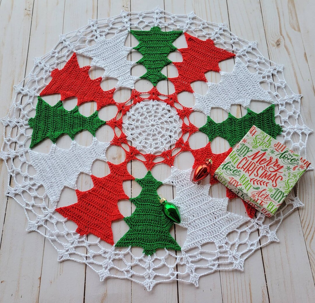 Christmas Tree Doily, Handmade Crochet Doily, Large 20 Diameter ...