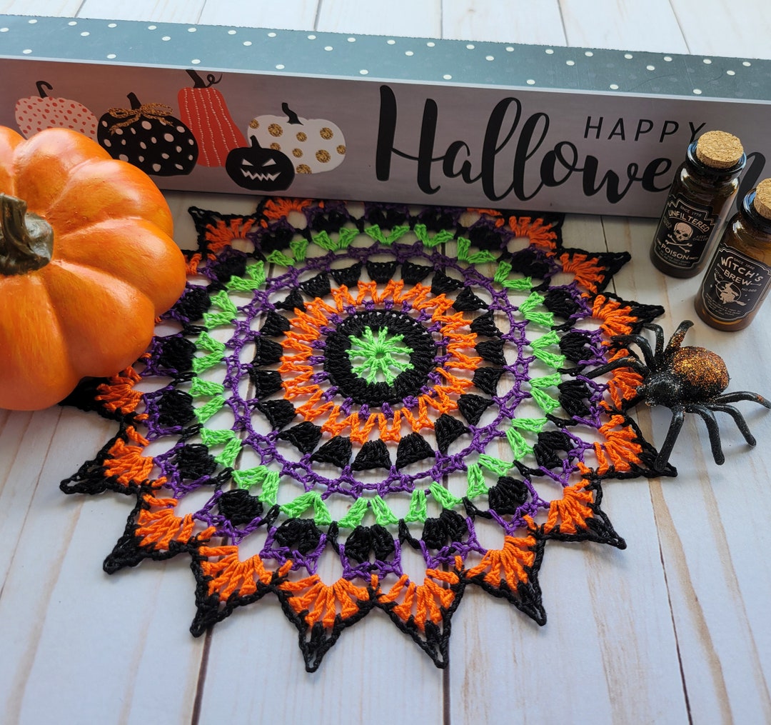 Handmade Crocheted Doily, Halloween Doily, Fall Decor, Small ...