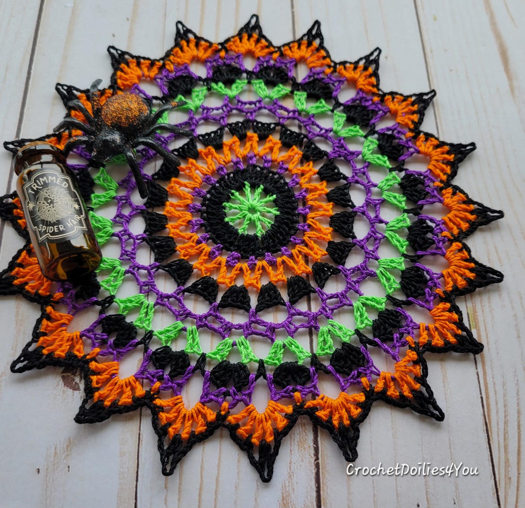 Handmade Crocheted Doily, Halloween Doily, Fall Decor, Small ...
