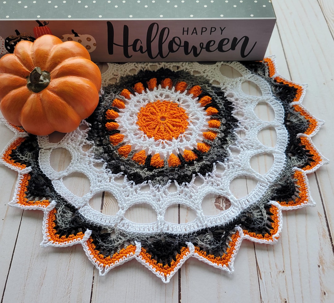 Handmade Crocheted Doily, Textured Design, Halloween Doily - Etsy