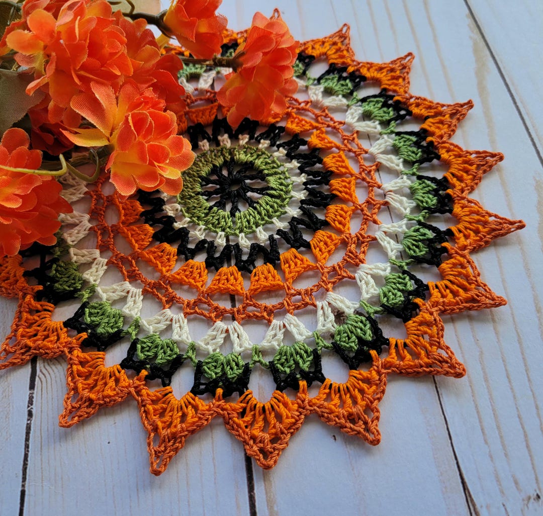 Handmade Crocheted Doily, Halloween Doily, Fall Decor, Small ...