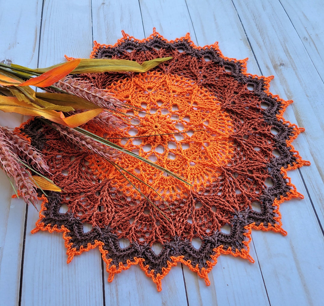 Handmade Crocheted Doily Textured Design Fall Doily - Etsy