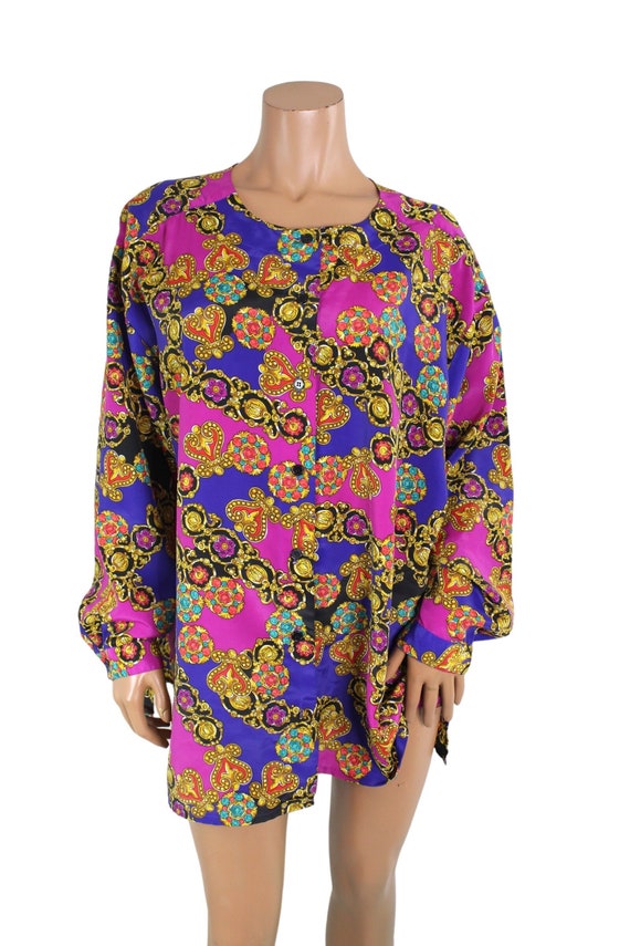 Vintage baroque print blouse - Gem