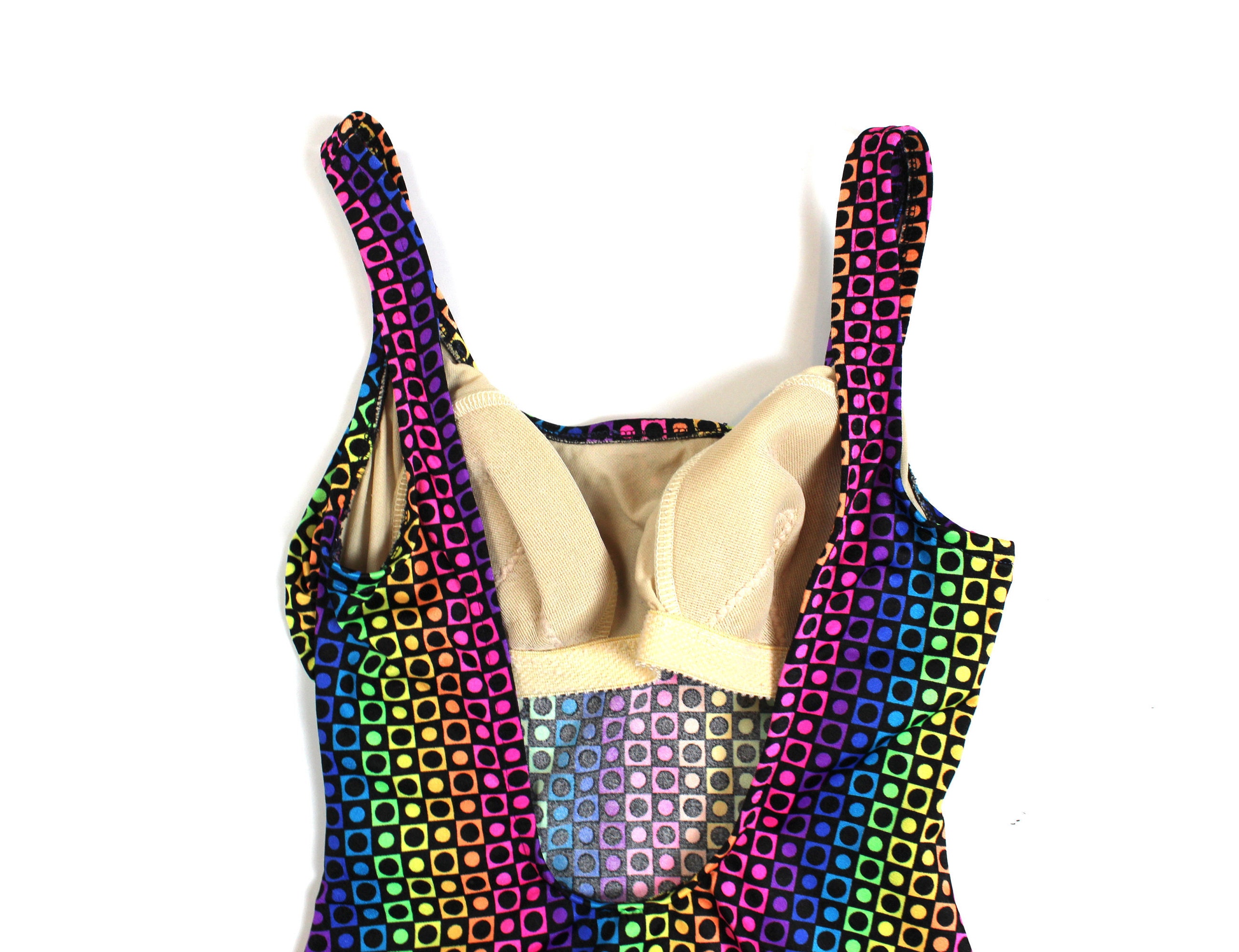 Vintage Women's Abstract Colorful One Piece Bathing Suit... Sz 10 - Etsy