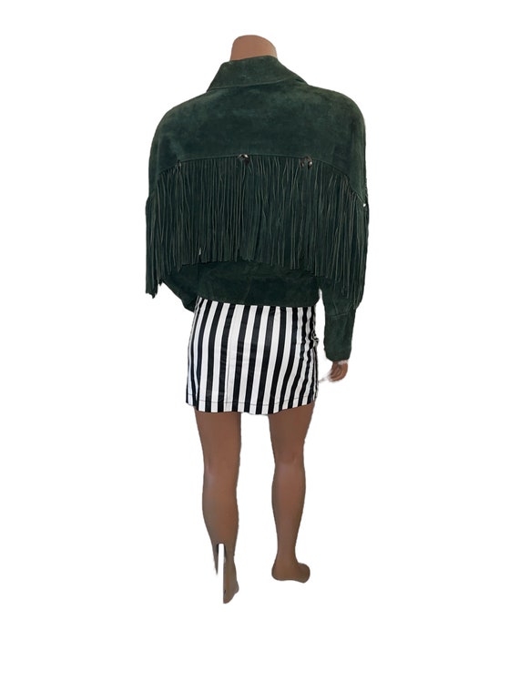 Vintage Hunter Green Fringe Suede Leather Jacket - Gem