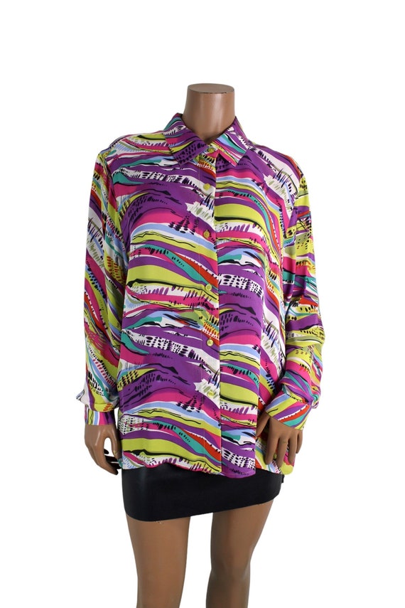 80s sheer blouse colorful - Gem