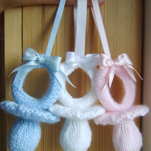 LEAFLET KNITTING PATTERN Dummy / Soother Pram Charm Knitting Pattern ...