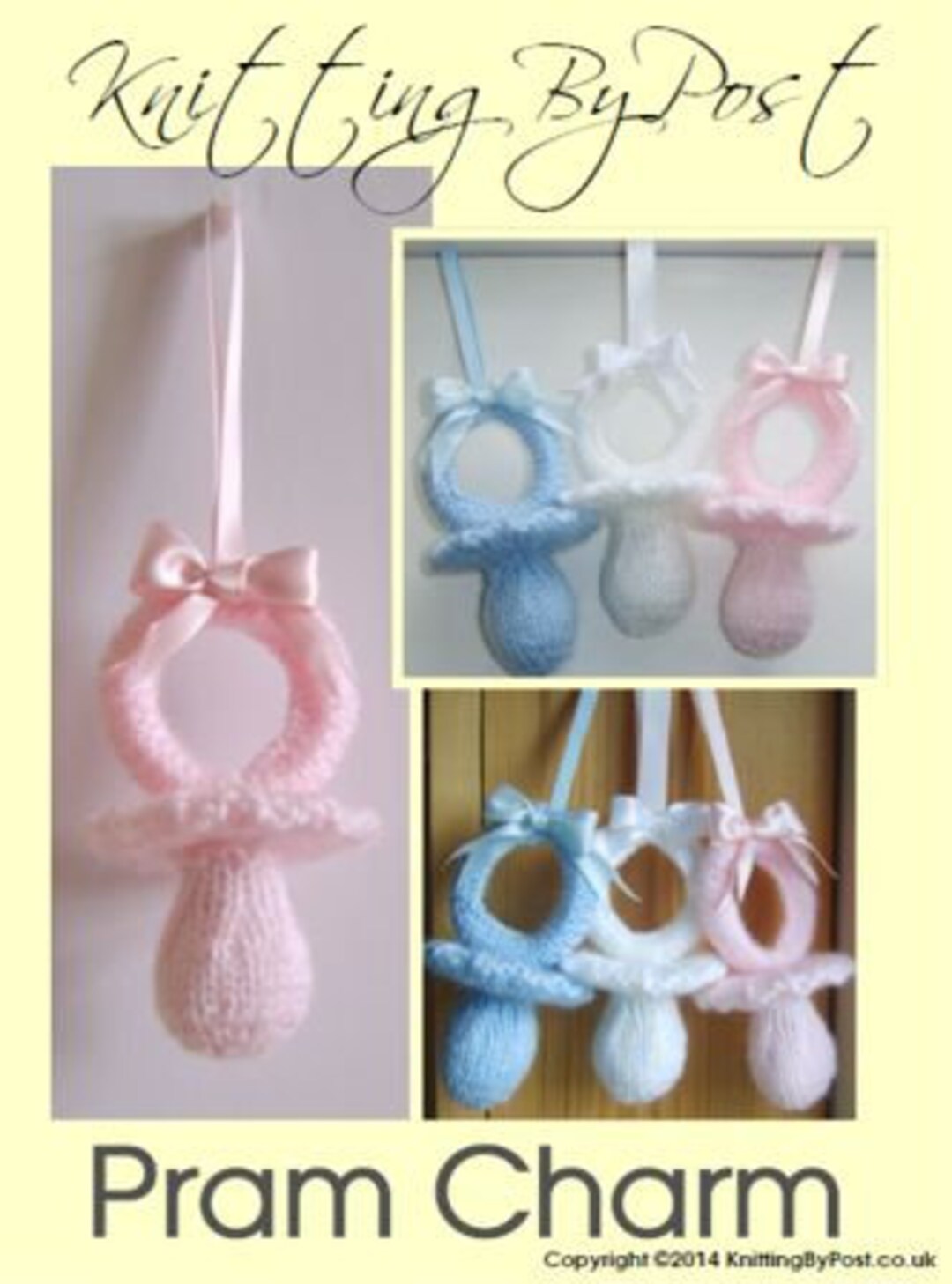 LEAFLET KNITTING PATTERN Dummy / Soother Pram Charm Knitting Pattern ...