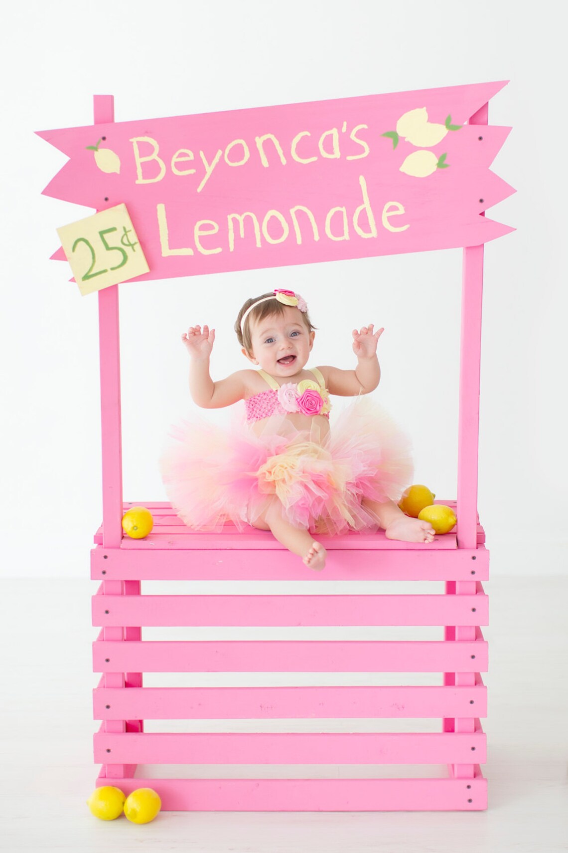 Custom Painted Lemonade Stand Whit, Pink, Yellow, Photo Prop or Play - Etsy
