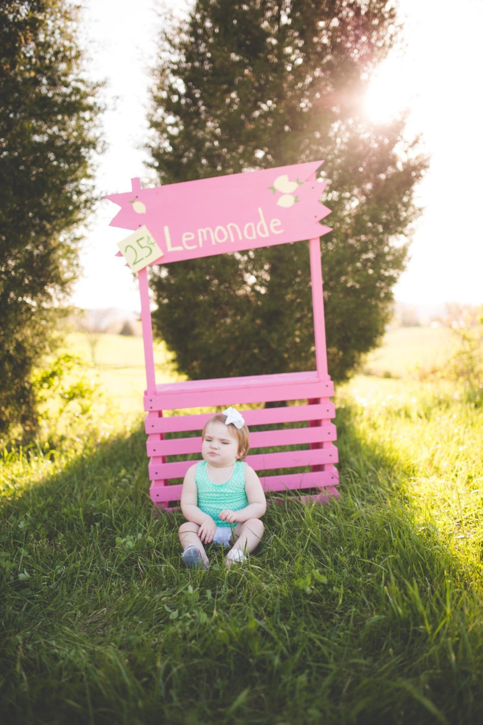 Custom Painted Lemonade Stand Whit, Pink, Yellow, Photo Prop or Play - Etsy