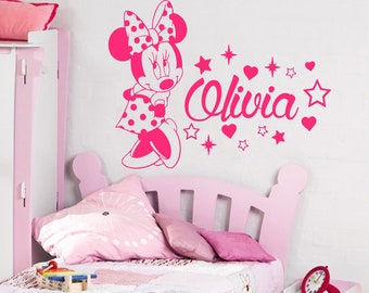 Minnie Mouse Wall Decor Custom Name Vinyl Sticker Decals Girls Room ...