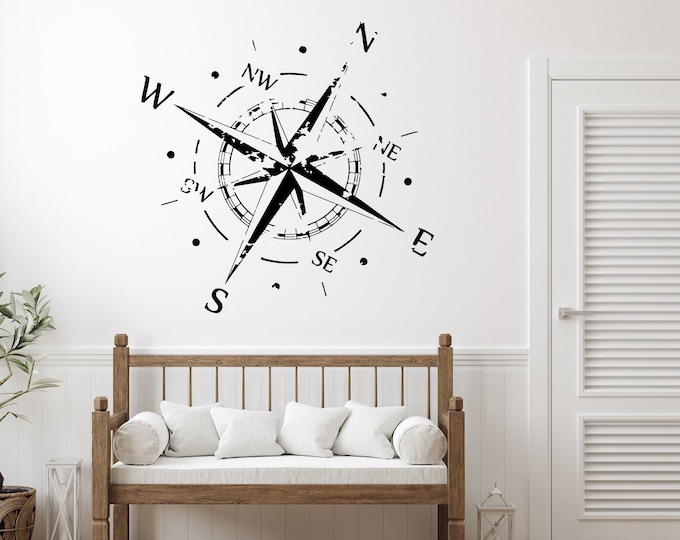 The Captain Compass Wall or Ceiling Decal, Pick Your Own Two Color ...