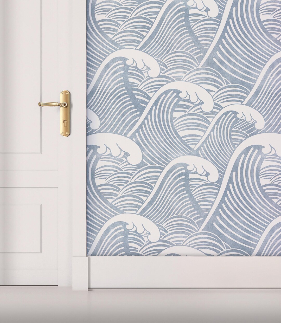 Blue Modern Wave Wallpaper – Ocean-inspired Peel and Stick Mural ...