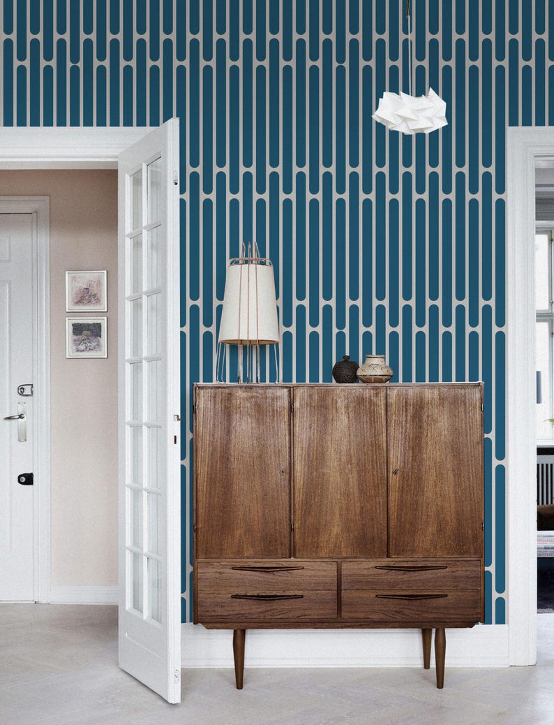 Vintage Mid Century Modern DIY Wallpaper, Minimalist Removable Peel and ...