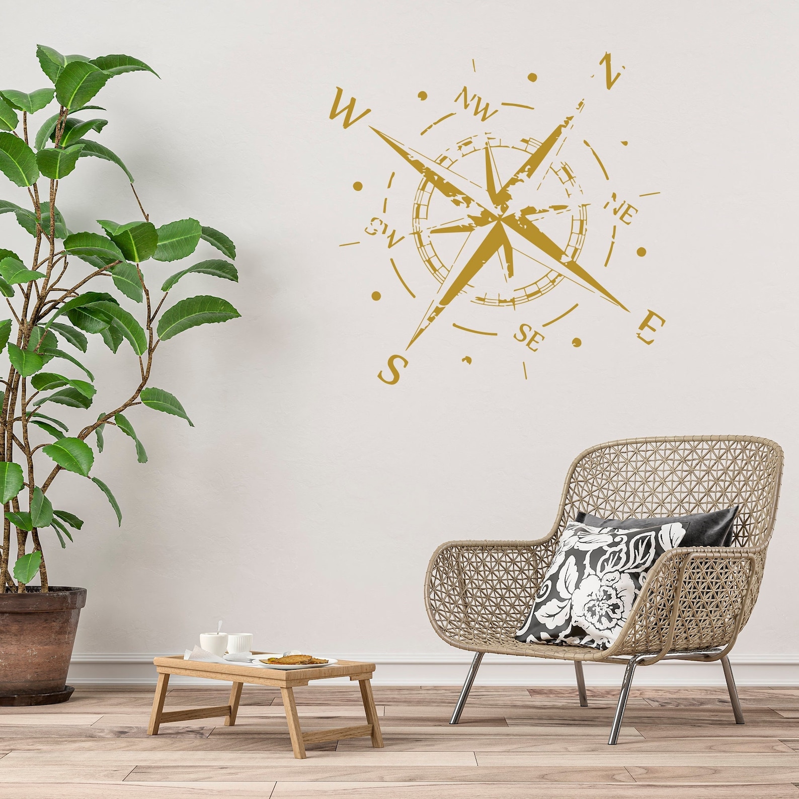 Compass Rose Wall Decal Vinyl Sticker Decals Nautical Compass Navigate ...