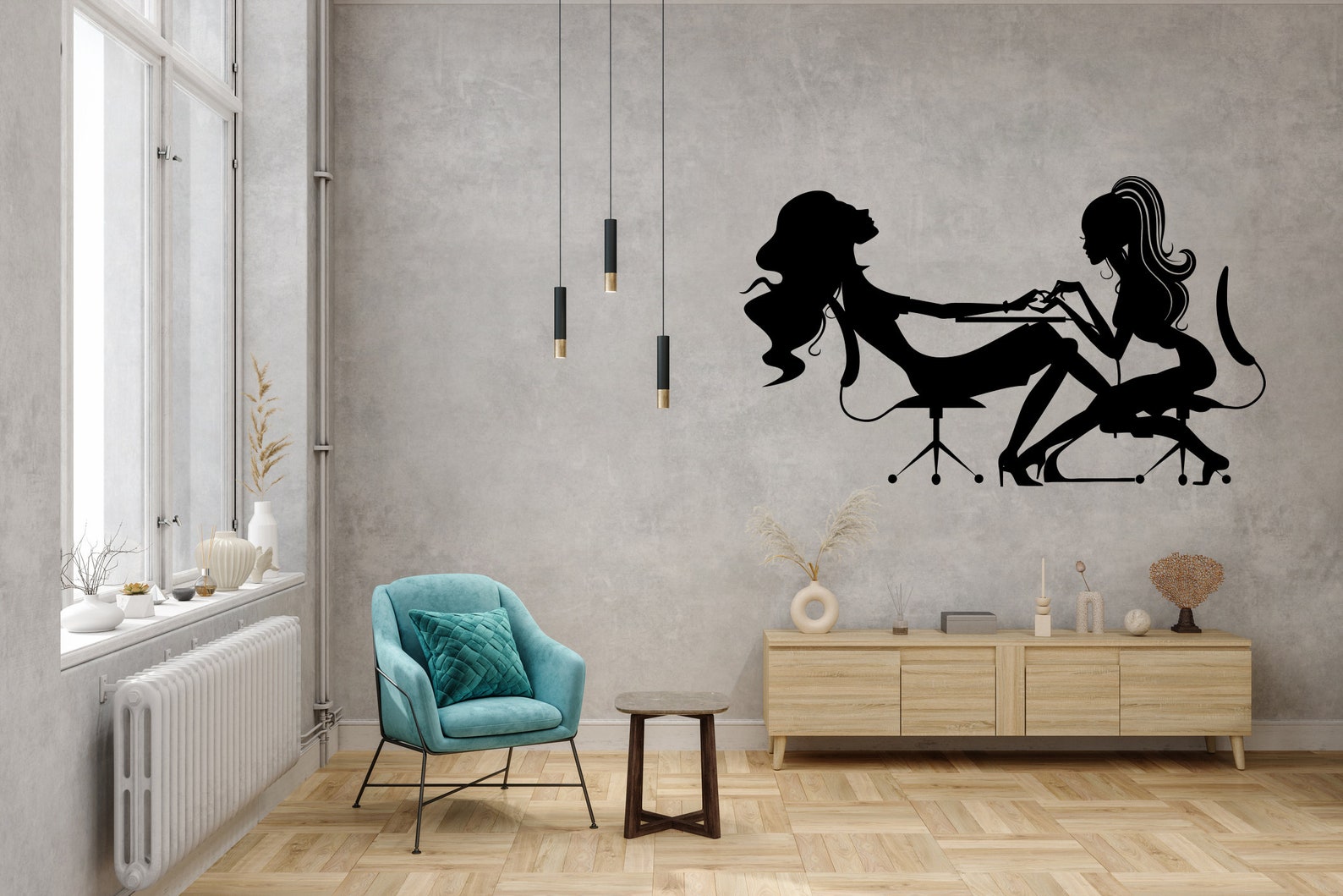 Girl Woman Silhouette Doing Manicure Wall Vinyl Decal Sticker - Etsy