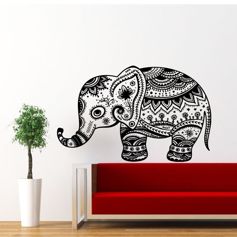 Elephant Wall Decal Vinyl Sticker Decals Vintage Elephant | Etsy