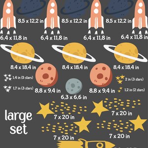 Space Wall Decals Set of Planets Rockets Stars Wall Decals Kids Room ...