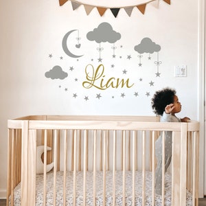 Name Wall Decal Boy Clouds Nursery Decals Name for Son's - Etsy