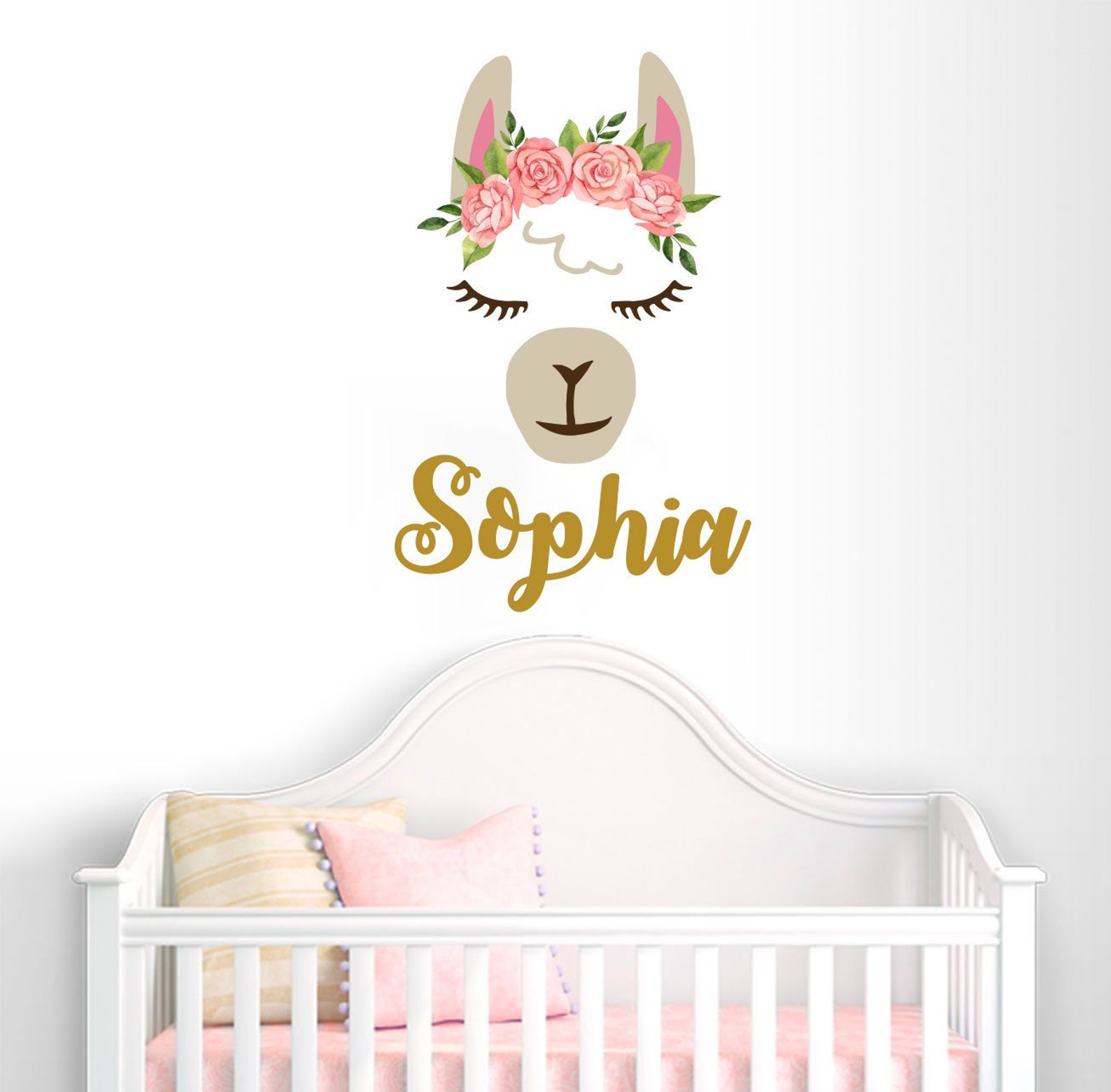 Personalized Llama Wall Decal Girls Name Vinyl Decals Sticker | Etsy