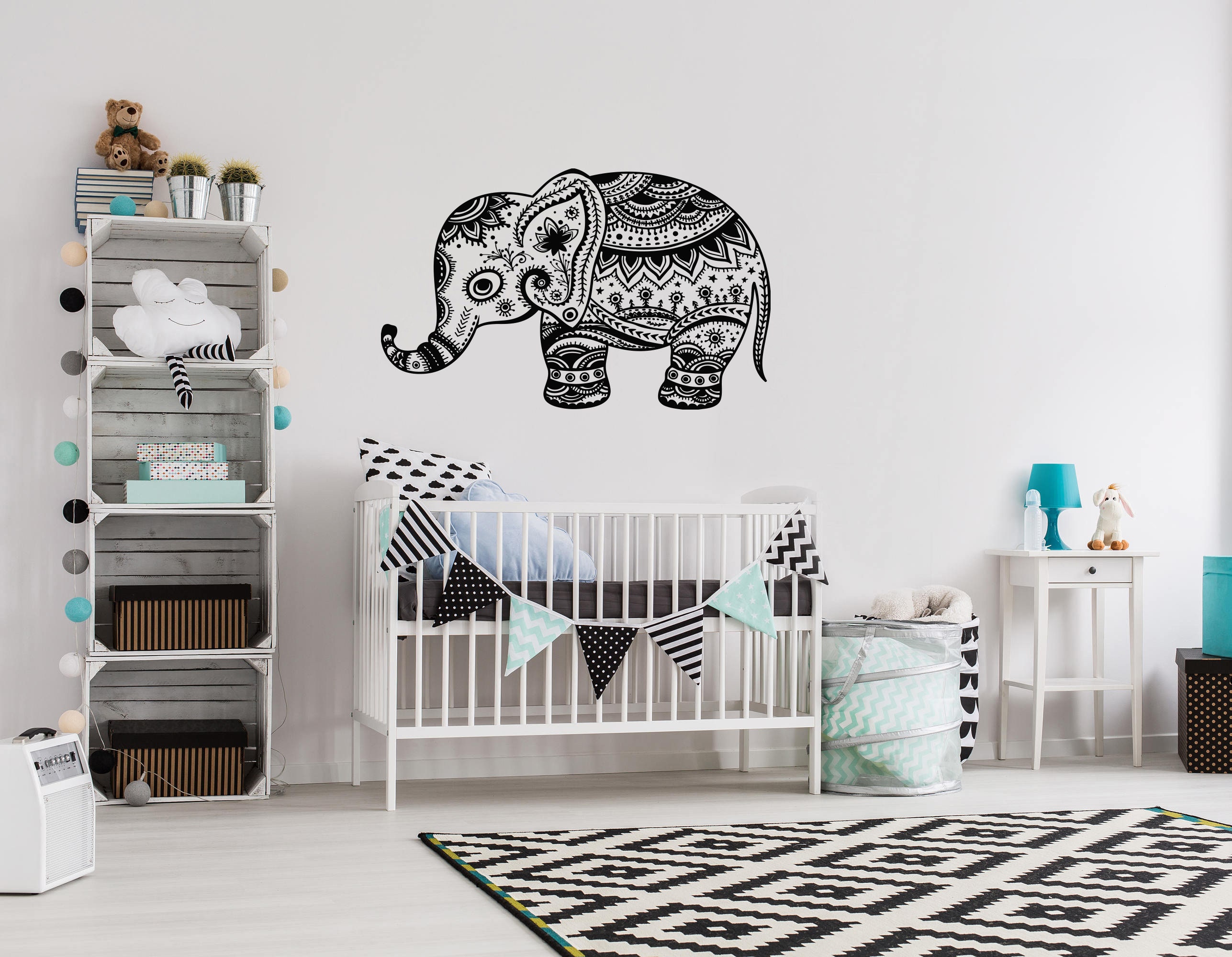 Elephant Wall Decal Vinyl Sticker Decals Vintage Elephant | Etsy