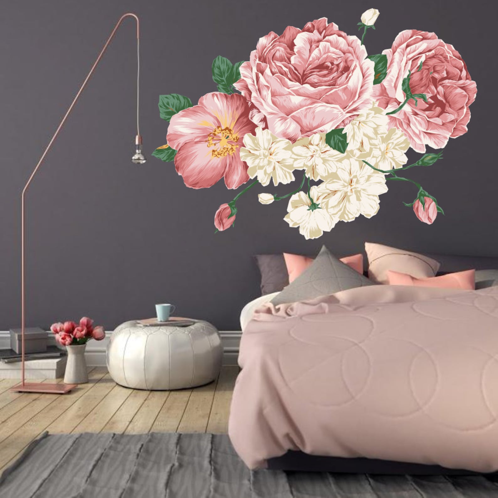 Peony Wall Decal Nursery. Peony Flowers Wall Sticker. Floral | Etsy