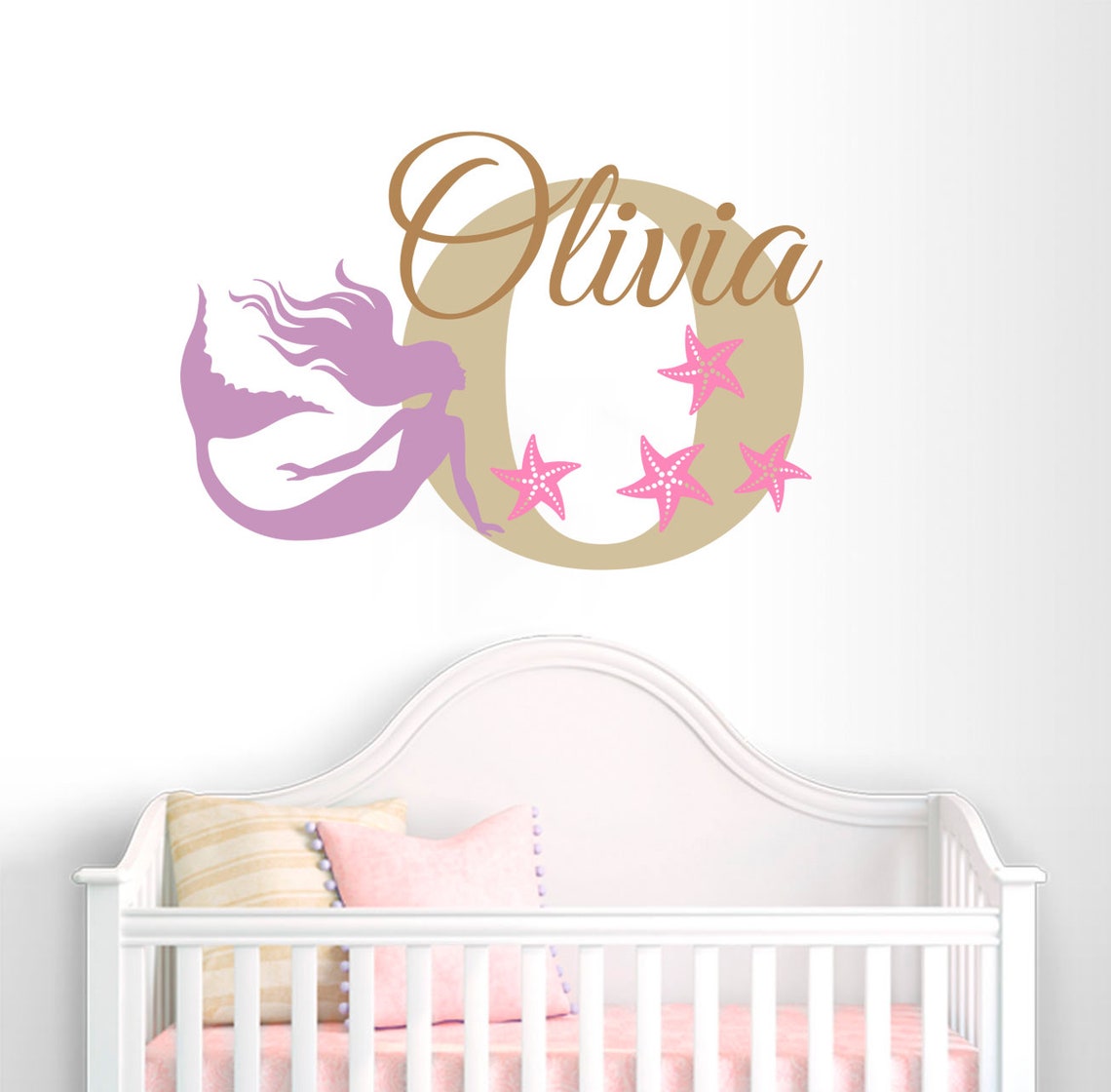 Personalized Girls Mermaid Name Wall Decal Custom Name Nursery - Etsy