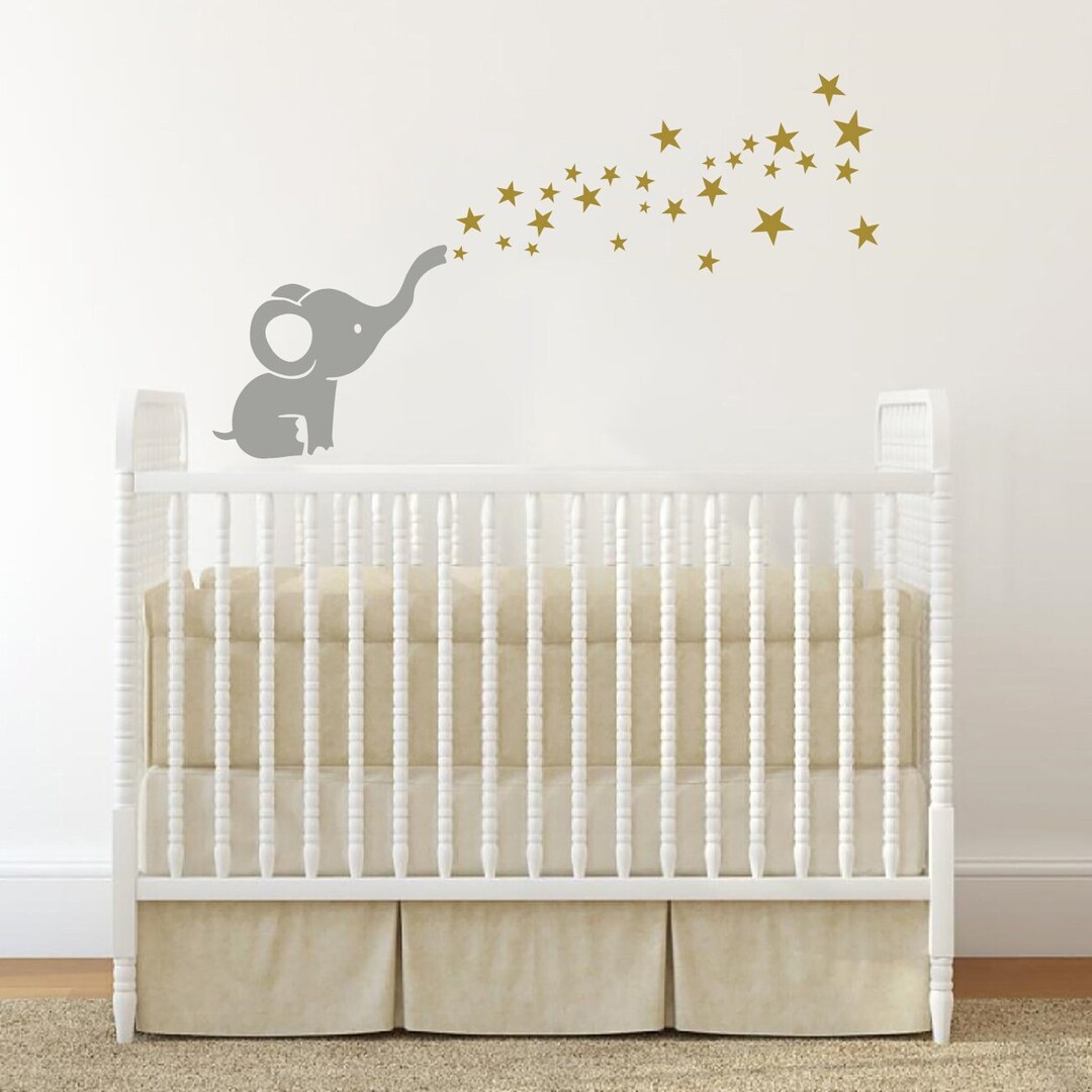 Elephant With Stars Nursery Wall Decals Vinyl Sticker Nursery Elephant ...