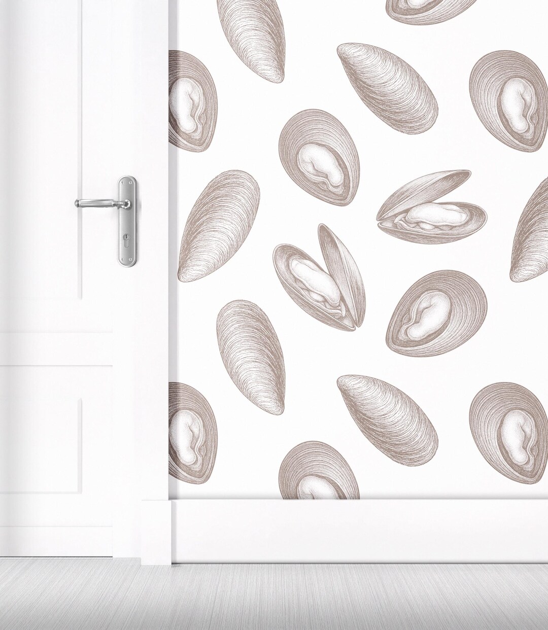 Removable Seashell Wallpaper Mural – Peel and Stick Ocean Design in ...