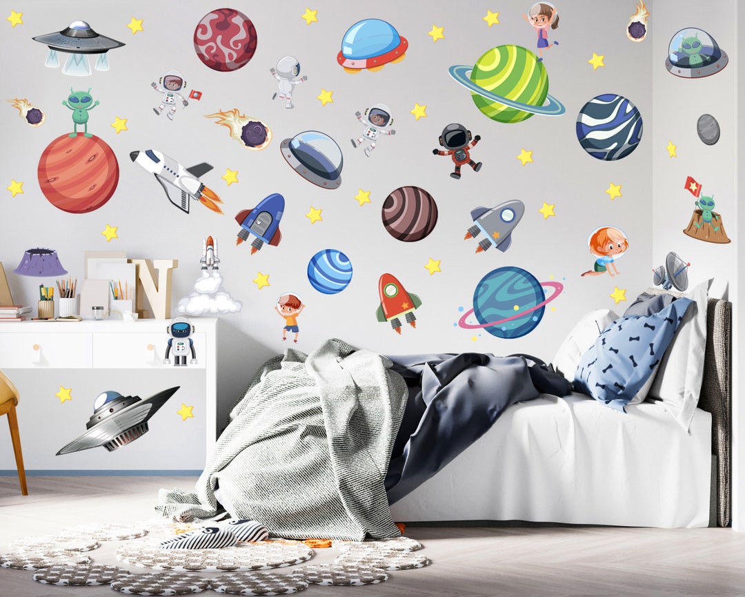Big Set of Space Solar System Wall Decal Stars Kids Room Planets Boy ...