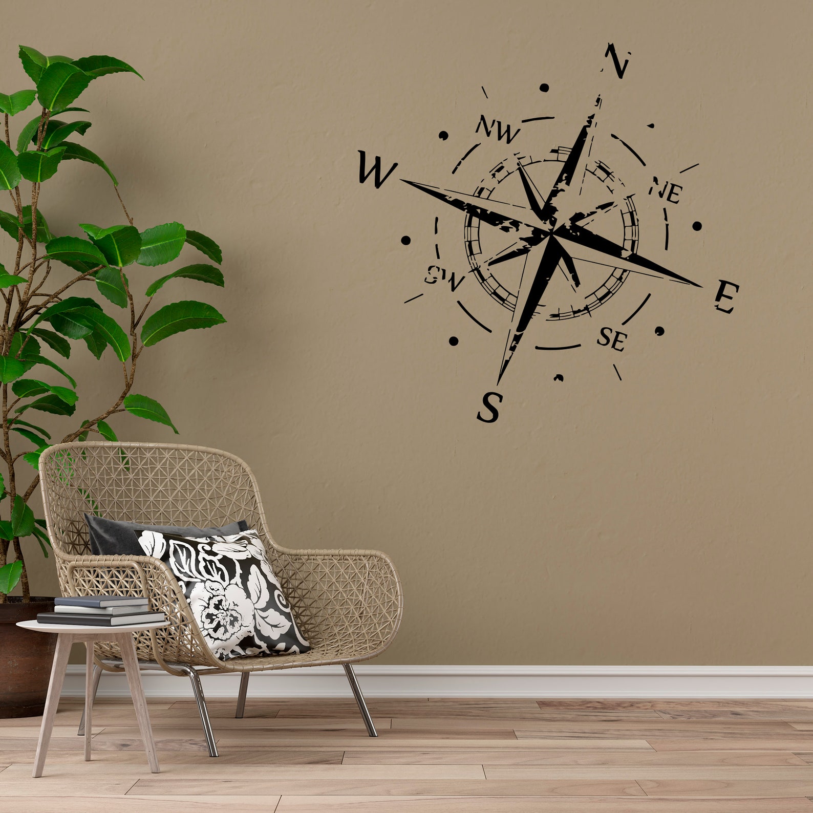 Compass Rose Wall Decal Vinyl Sticker Decals Nautical Compass Navigate ...