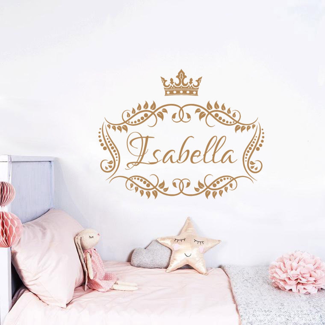Wall Decal Girls Name Princess Crown Nursery Wall Decor Baby - Etsy