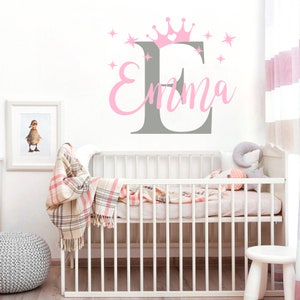 Crown Name Wall Decal Girls Princess Nursery Wall Decor Baby - Etsy