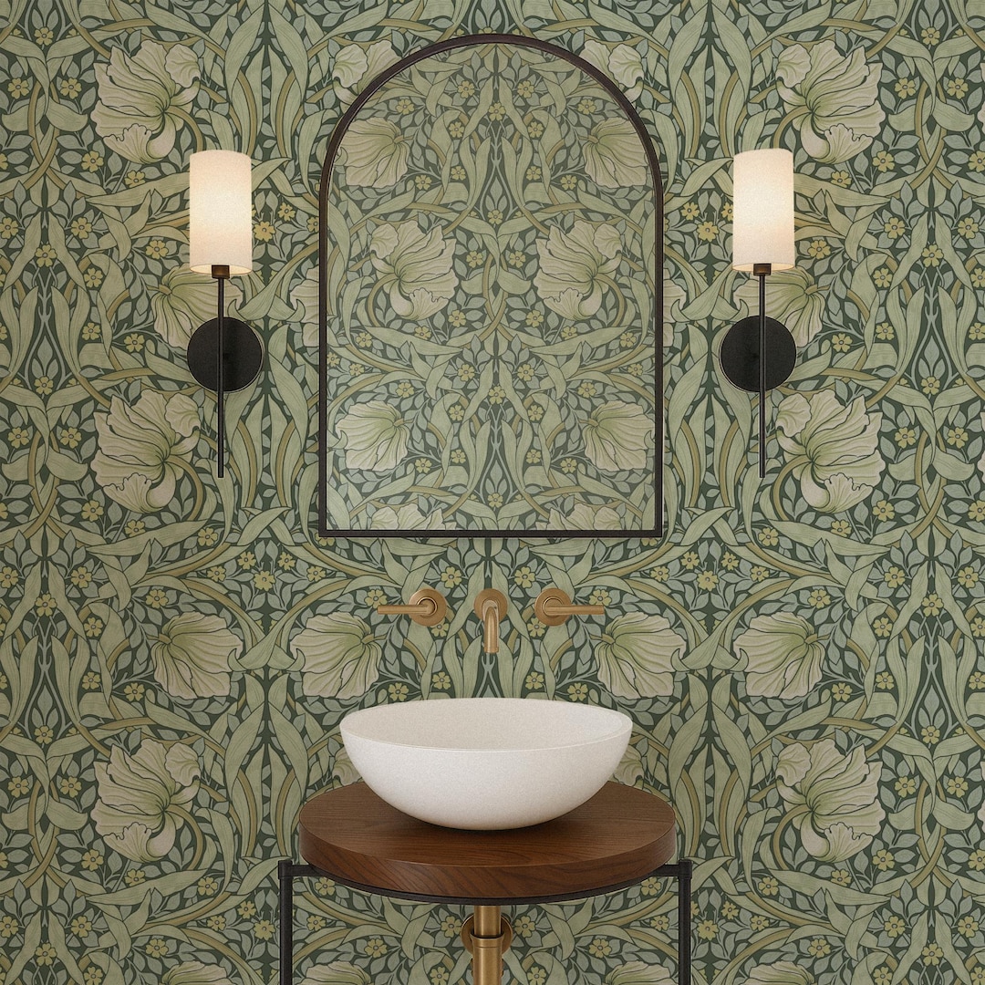 Victorian DIY Green Botanical Wallpaper, William Morris Removable ...