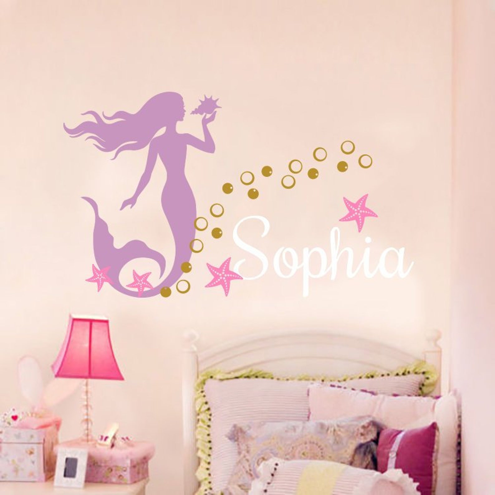 Mermaid Wall Decal Name Personalized Girls Name Custom Nursery - Etsy