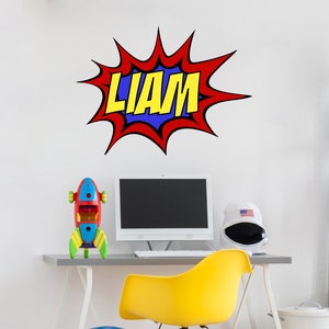 Custom Comic Book Name Wall Decal for Kids Superheroes Baby Room Art ...