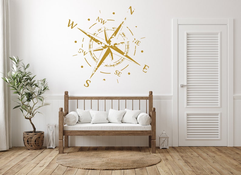 Compass Rose Wall Decal Vinyl Sticker Decals Nautical Compass - Etsy