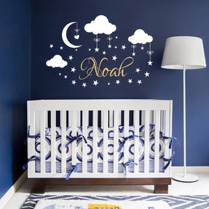 Name Wall Decal Boy Clouds Nursery Decals Name for Son's - Etsy