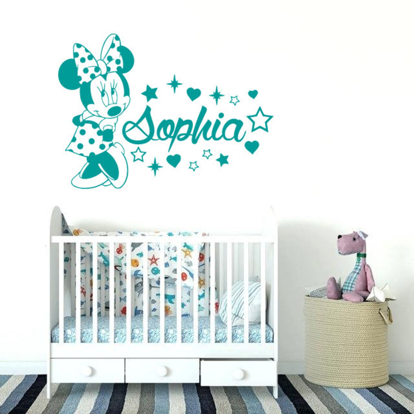 Minnie Mouse Wall Decal Name Vinyl Decals Sticker Custom Name | Etsy