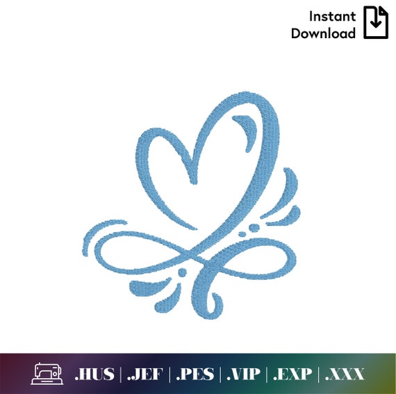 Swirly Heart 3x3 Inch Inch Machine Embroidery Design Digital | Etsy