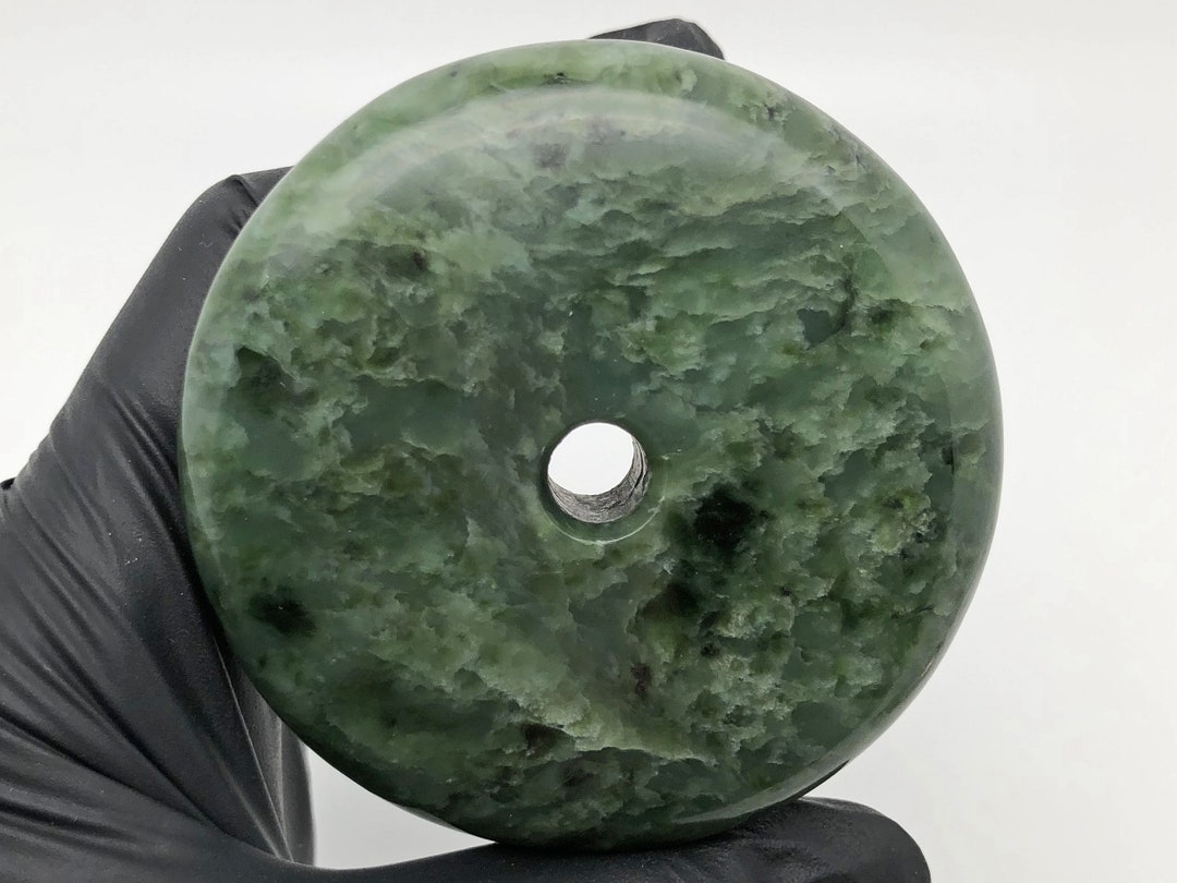 Large Green Nephrite Jade Pi Disc Statement Jewelry, Feng Shui Decor ...