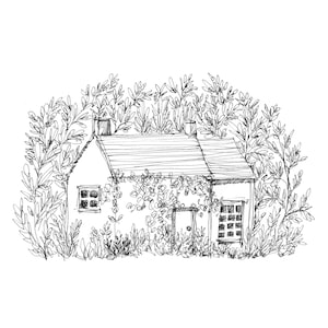 Printable Pen Drawing of a Little House, Downloadable Drawing, Wall Art ...