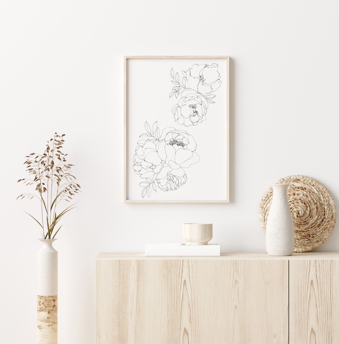 Minimalist Artwork, Simple Drawing, Flower Drawing, Wall Decor, Wall ...