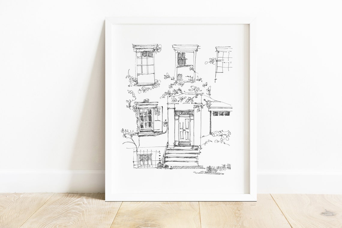 Instantly Printable Coloring Page of a House, Drawing of a House ...