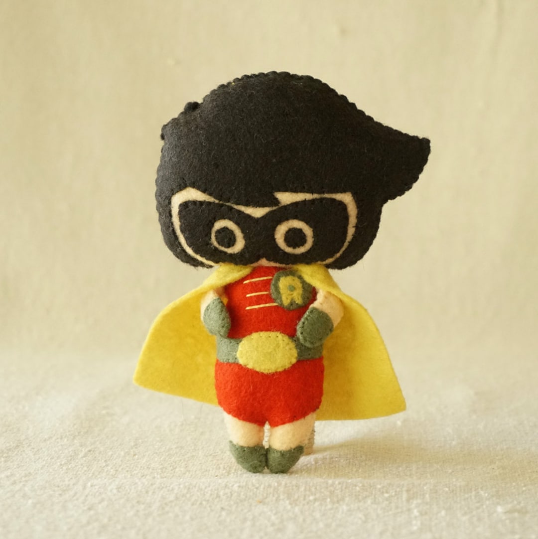 Felt Robin Doll, Wool Felt Superhero Doll, Wool Felt Art Doll, Handmade ...