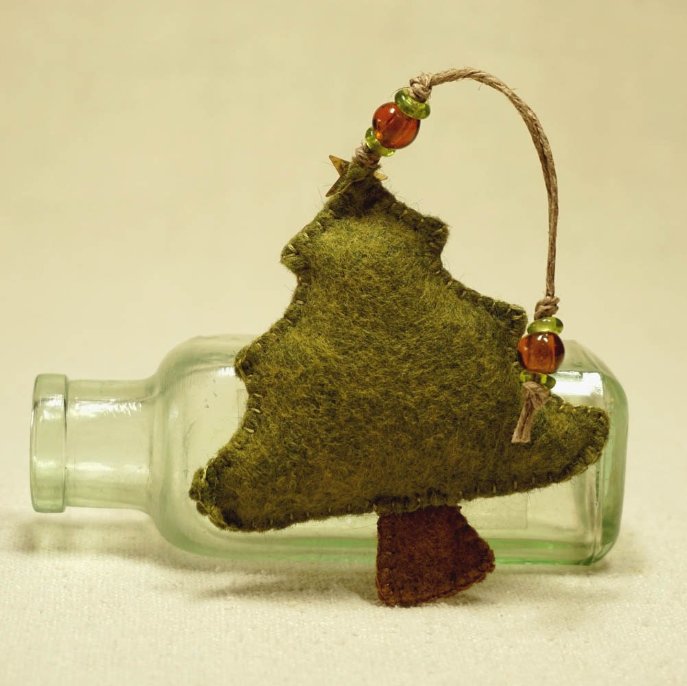 Beaded Christmas Tree Ornament Wool Felt Holiday Ornament - Etsy