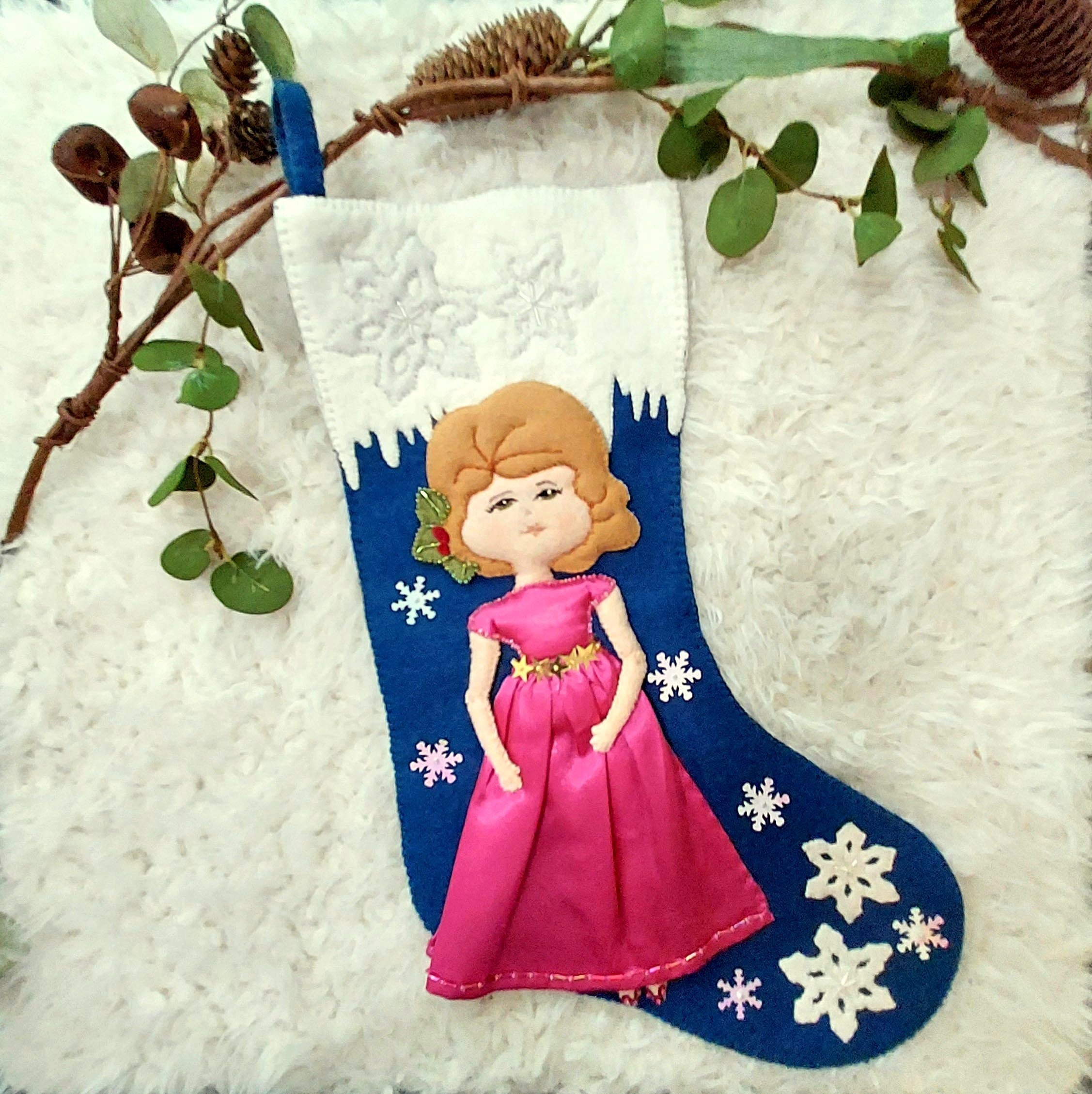 Doll Christmas Stocking Strawberry Blonde Hair Doll Pink - Etsy