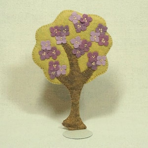 Felt Abstract Flower Tree With Stand, Embroidered Wool Felt Ornament ...