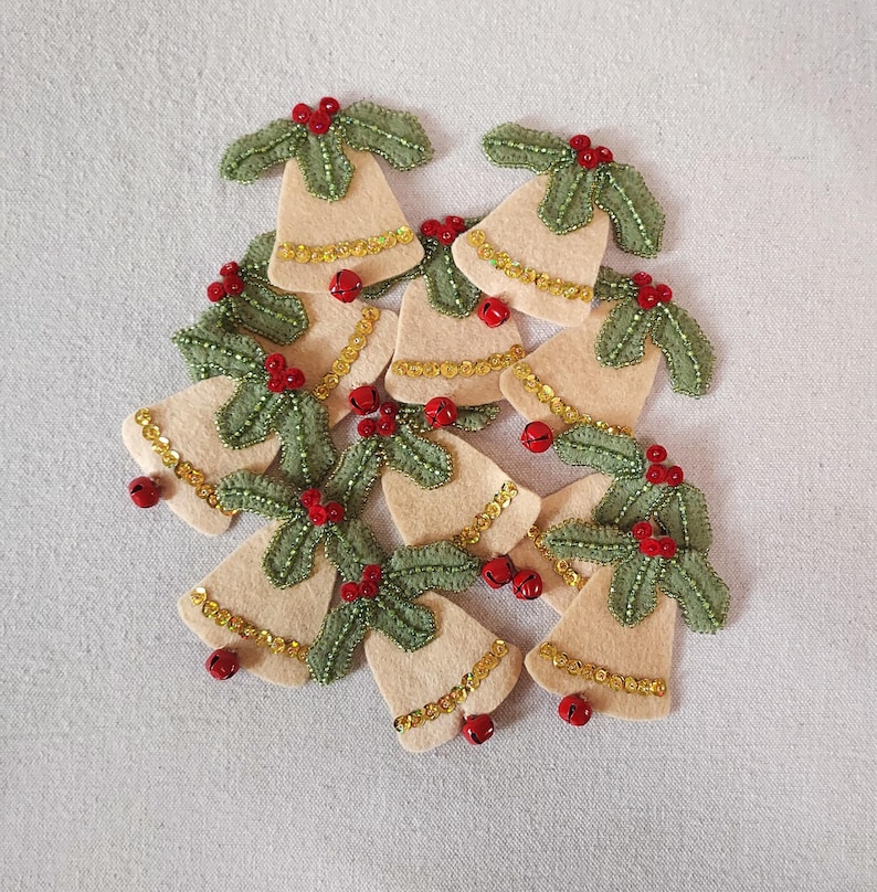 Felt Bell Napkin Rings, Christmas Party Decor, Set of 4 Wool Felt ...